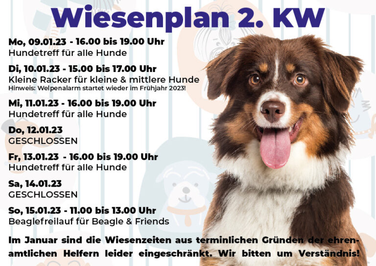 VHKK Hundefreilauf Öffnungszeiten 2. KW 2023 - VHKK Hundefreilauf ...